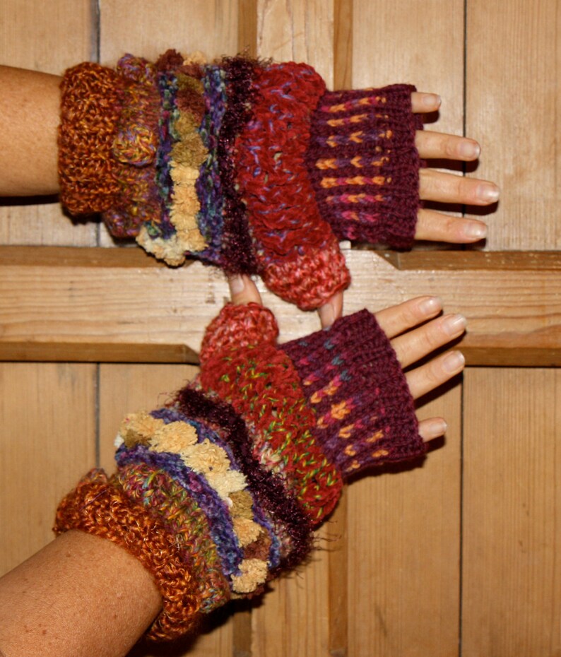Hand Knit Snuggly Soft Fingerless Gloves Loaded With Textures and ...