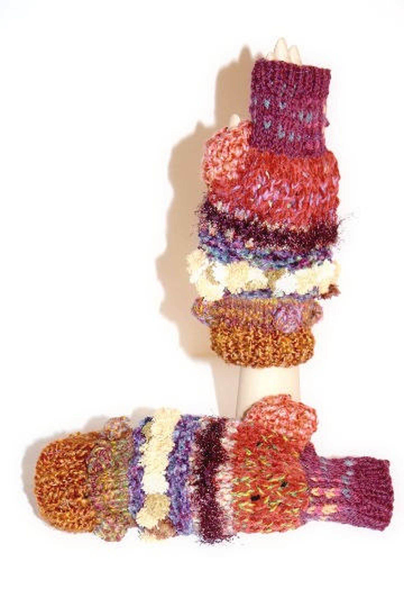 Hand Knit Snuggly Soft Fingerless Gloves Loaded With Textures and ...
