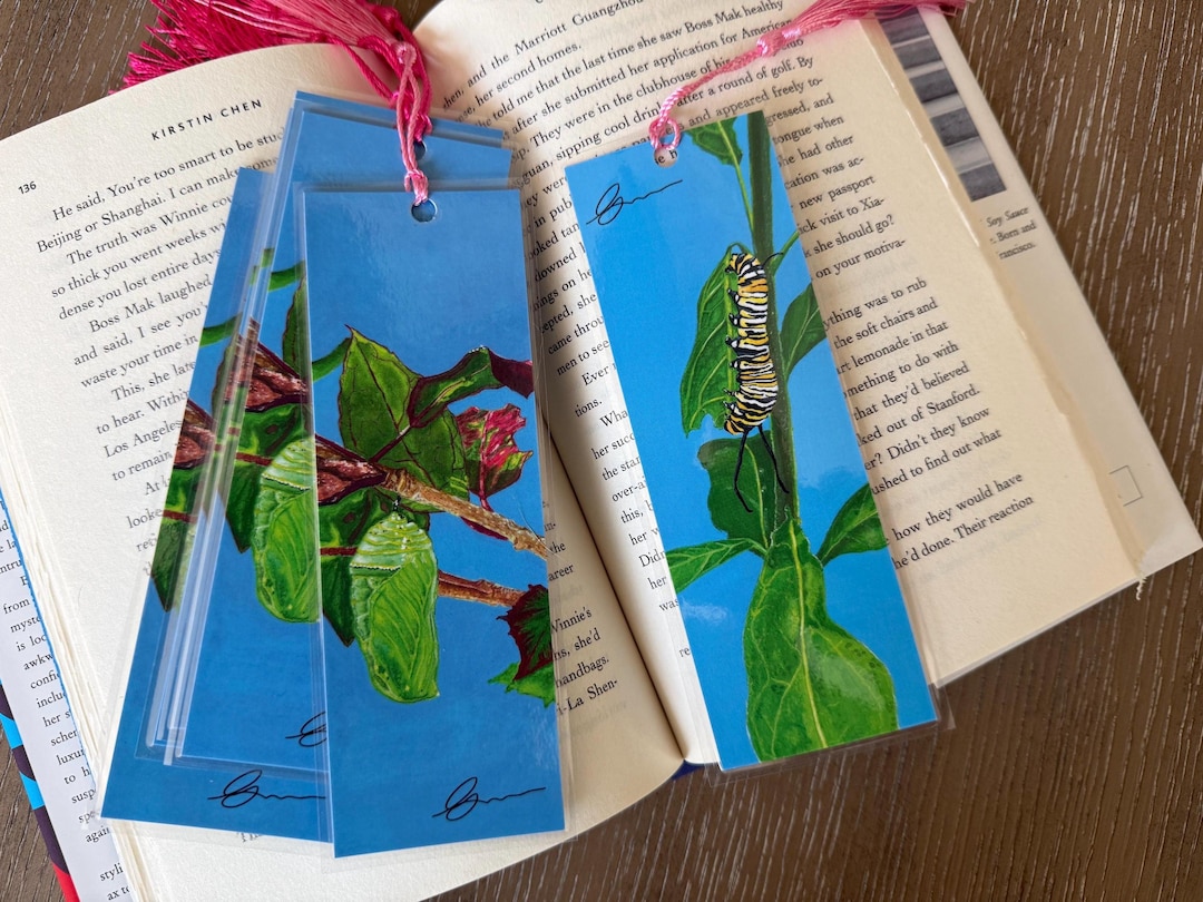 Monarch Chrysalis and Caterpillar Double-sided Bookmark With Tassel - Etsy