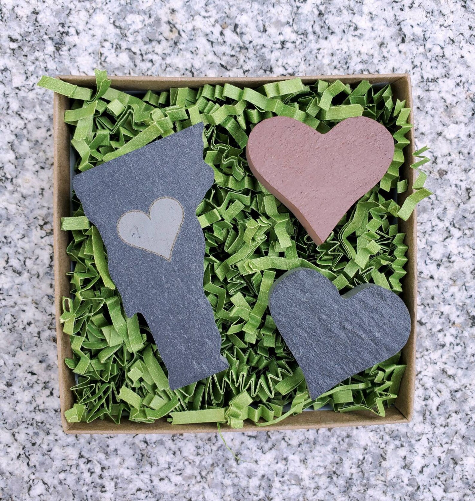 Vermont Slate Magnet Set Tiny VT & Heart Magnets Gift Box - Etsy