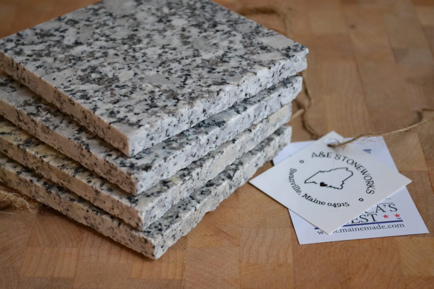 Granite Coaster Set Maine Black and White Granite Set of 4 - Etsy