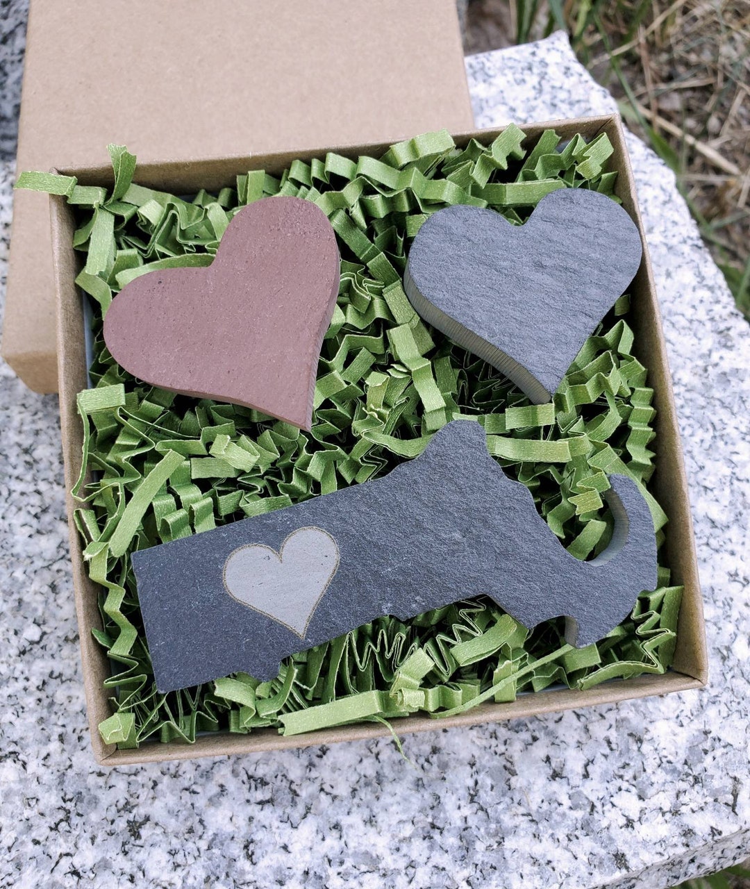 Slate Magnet Set Tiny Massachusetts & Heart Magnets Gift Box - Etsy