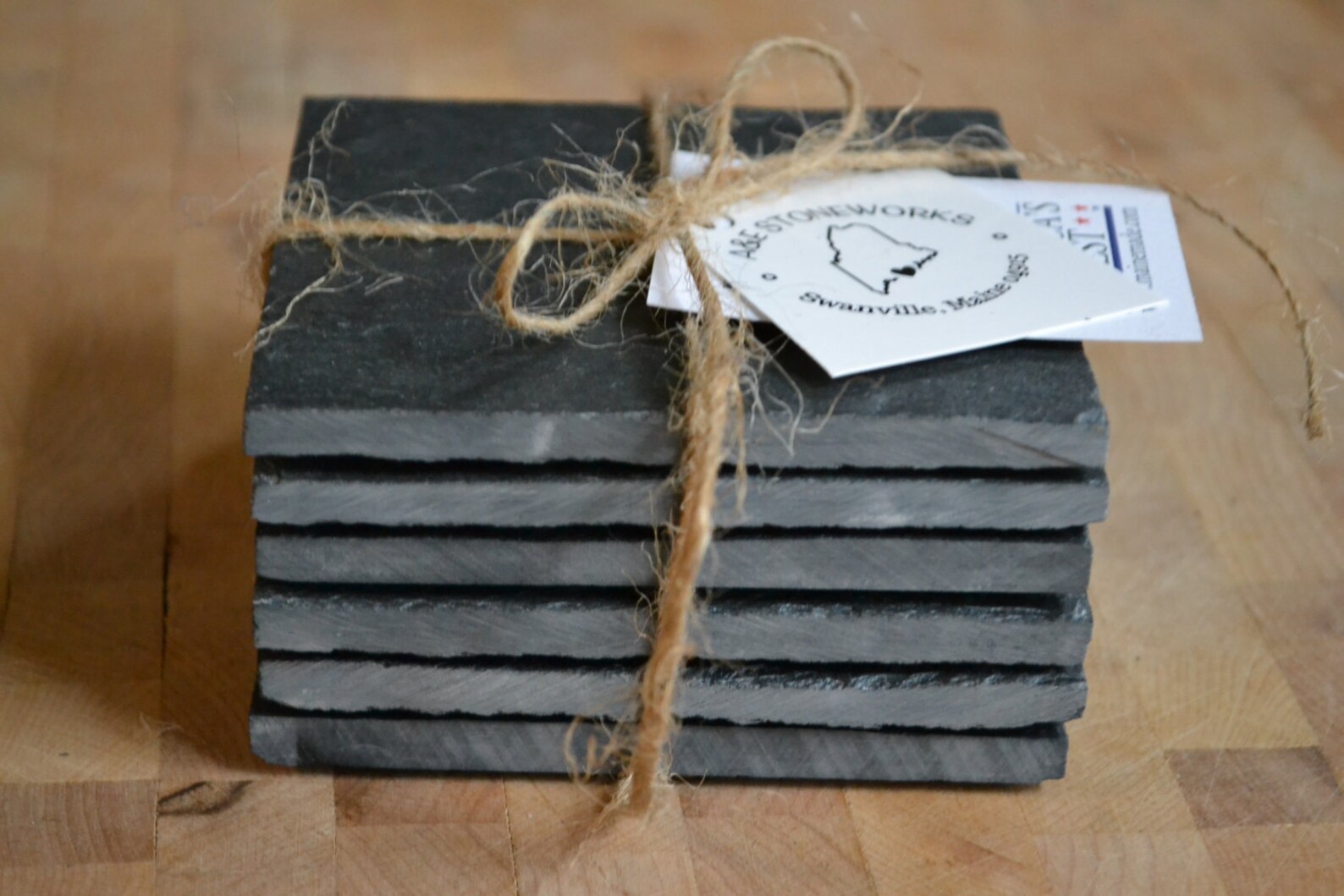 Slate Coasters Set of 6 Black Maine Slate Coaster Set - Etsy