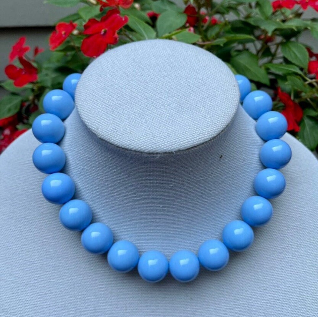 Cornflower Blue Chunky Bead Necklace, 20mm Bubblegum Beads - Etsy