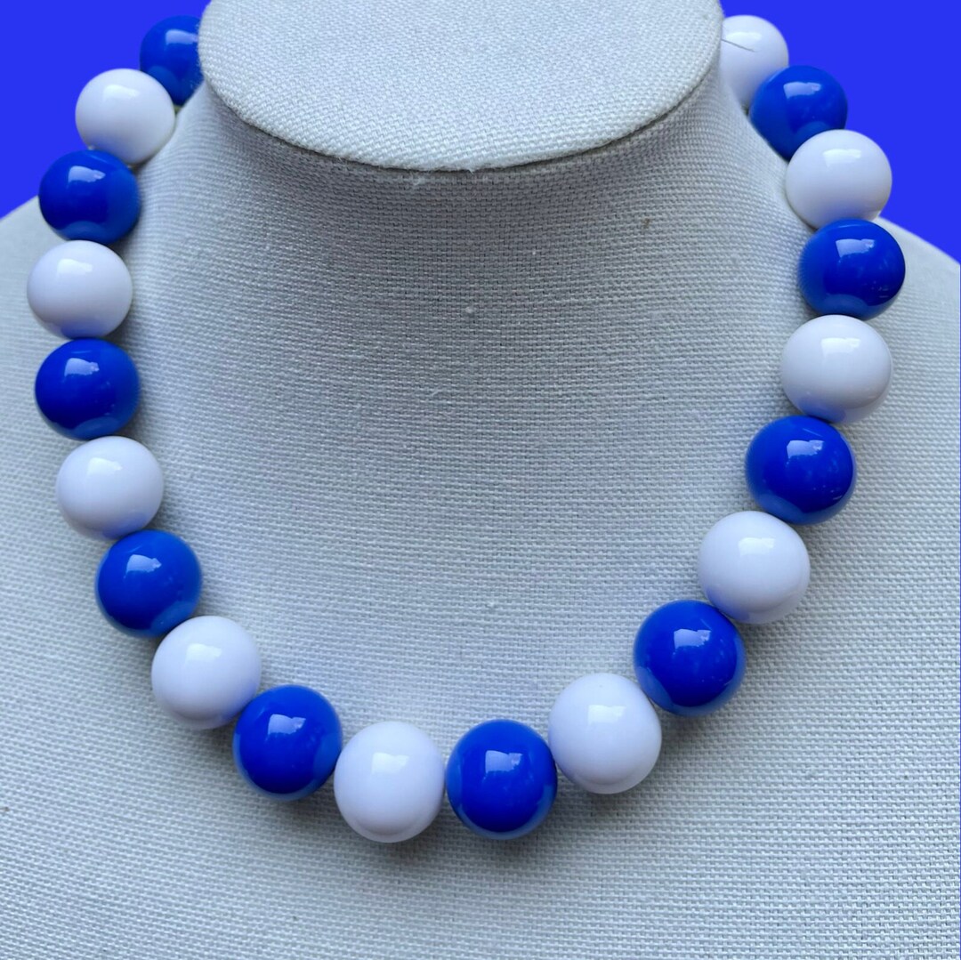 Game Day Team Necklace Bead Necklace Chunky Necklace Big Beads Necklace ...