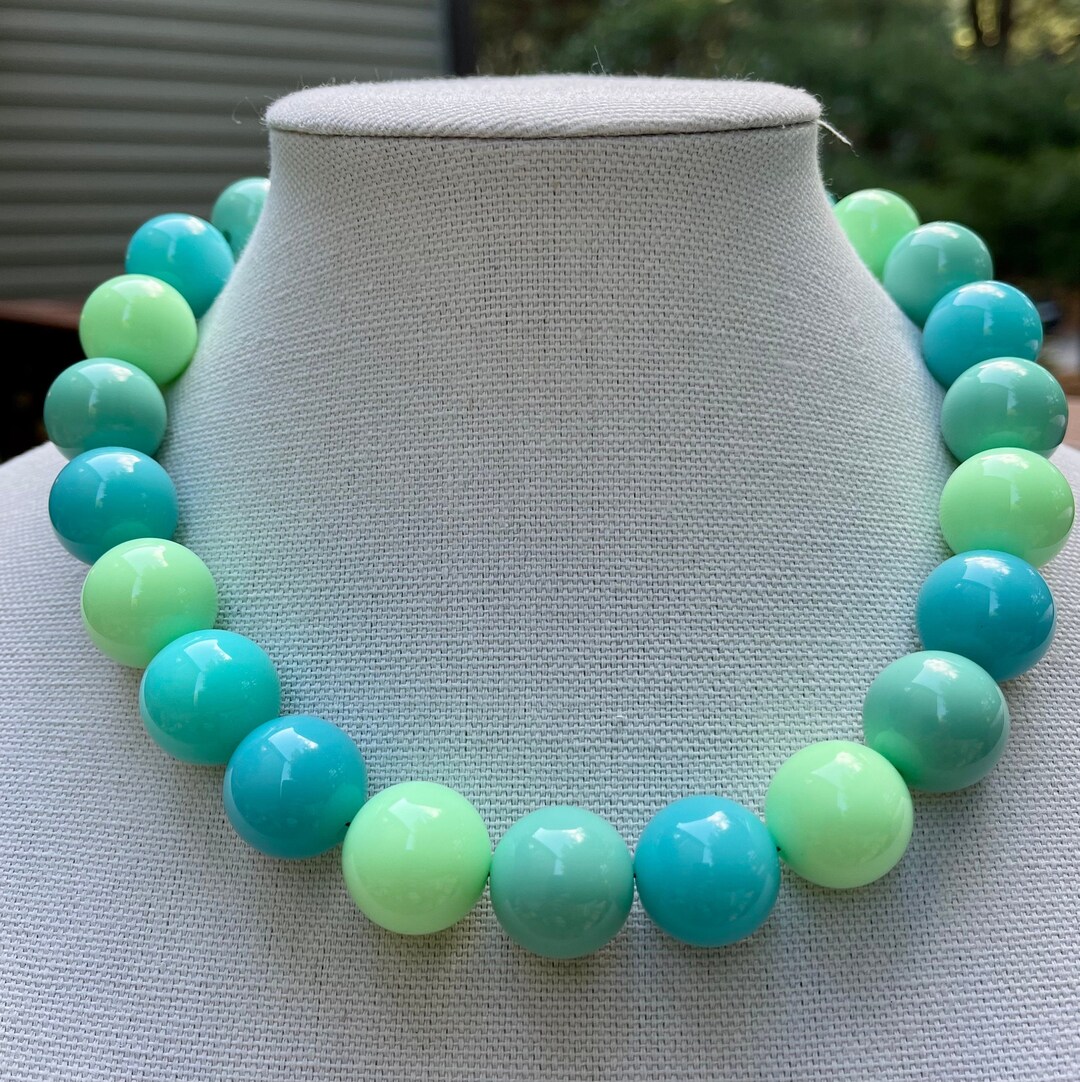 Big Beads Necklace Giant Beads. Blue and Green. 20mm Beads ...