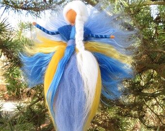 Flower Fairy Elf Angel Green Yellow Fairy Felt | Etsy