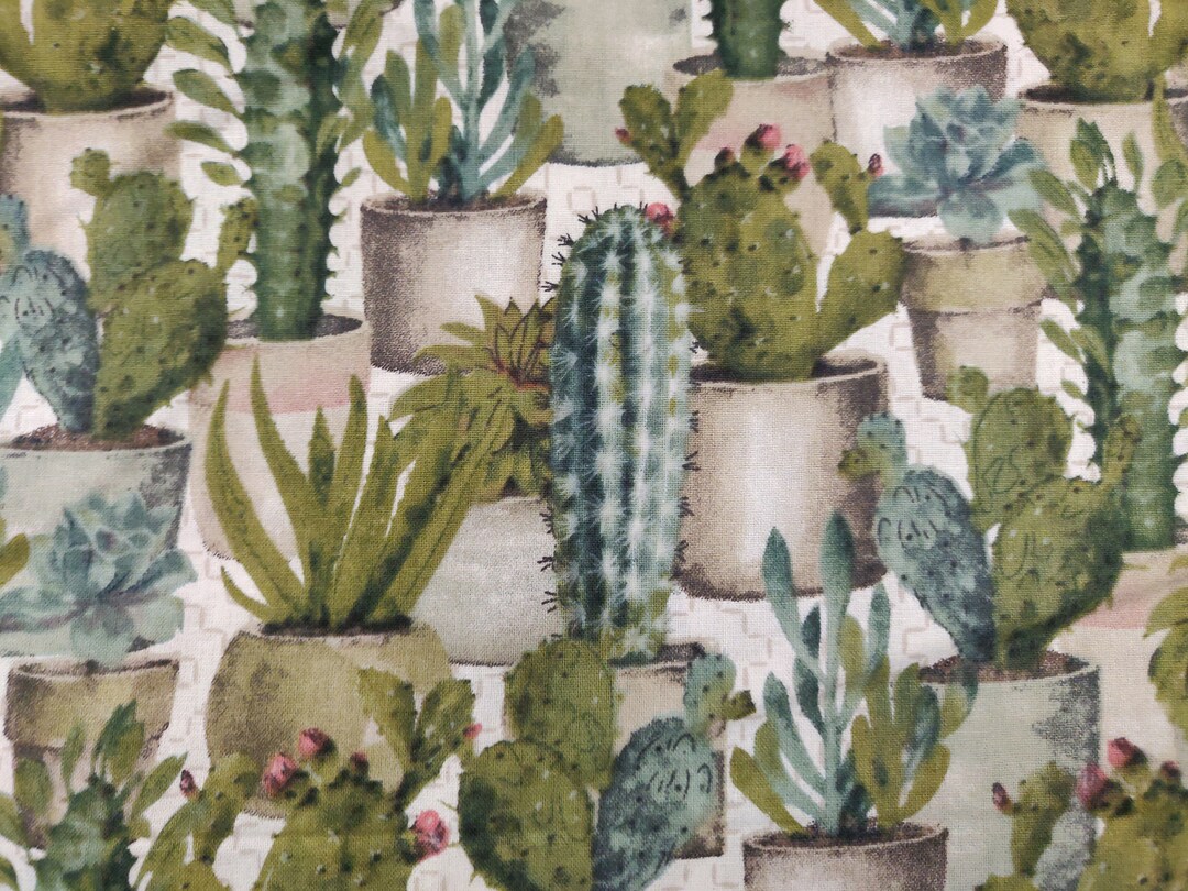 Cactus Garden Fabric, 100% Cotton, Fabric by the Yard, Choose Your Cut ...