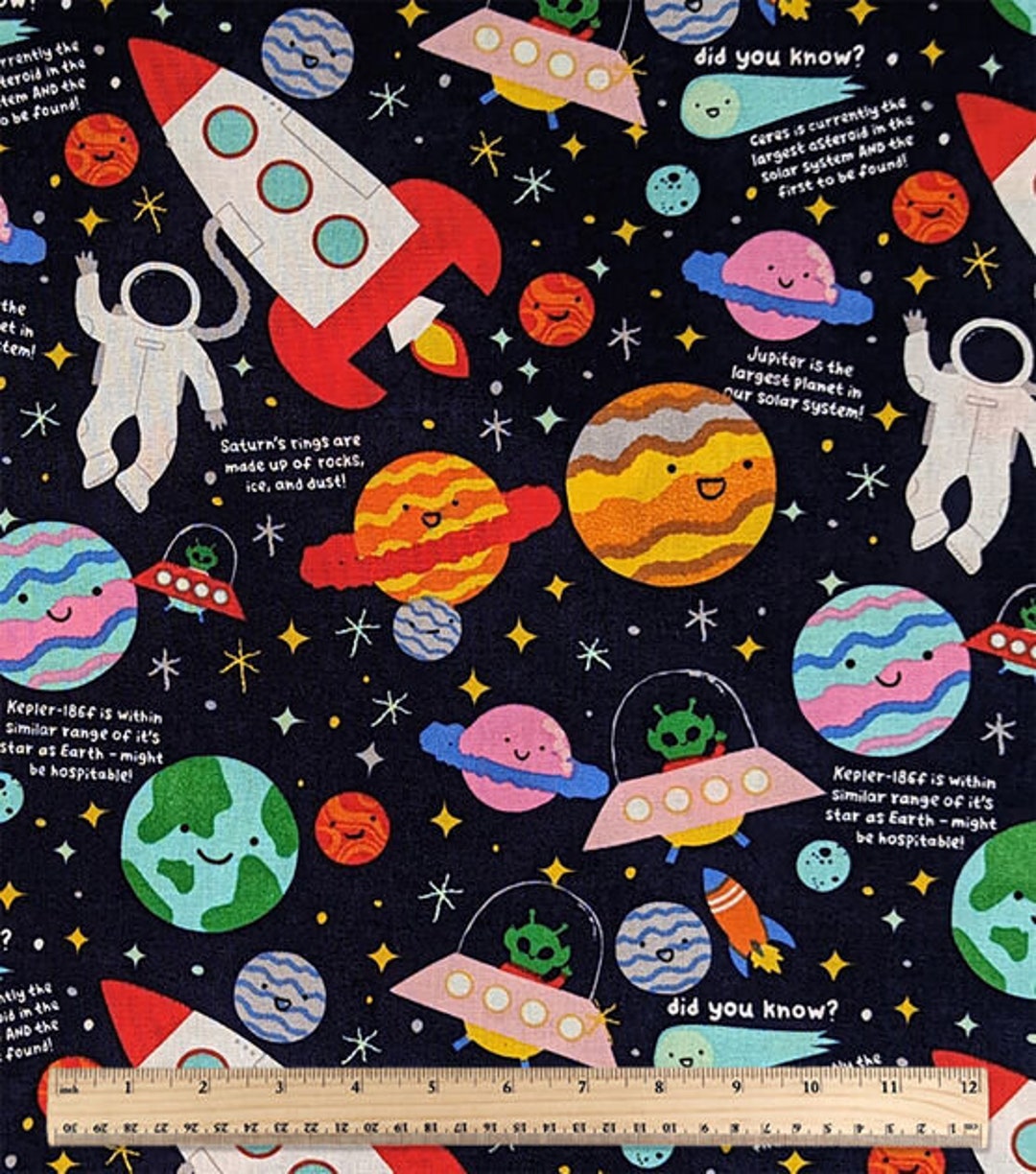 Outer Space Fabric, 100% Cotton, Spaceship Fabric, Fabric by the Yard ...