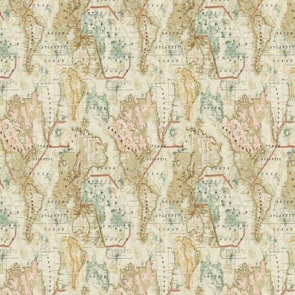 World Map Fabric by the Yard - Etsy