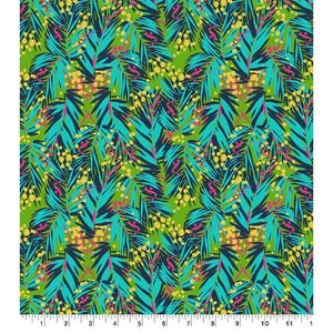 Tropical Palm Leaf Fabric, Palm Tree Fabric, 100% Cotton, Fabric by the ...