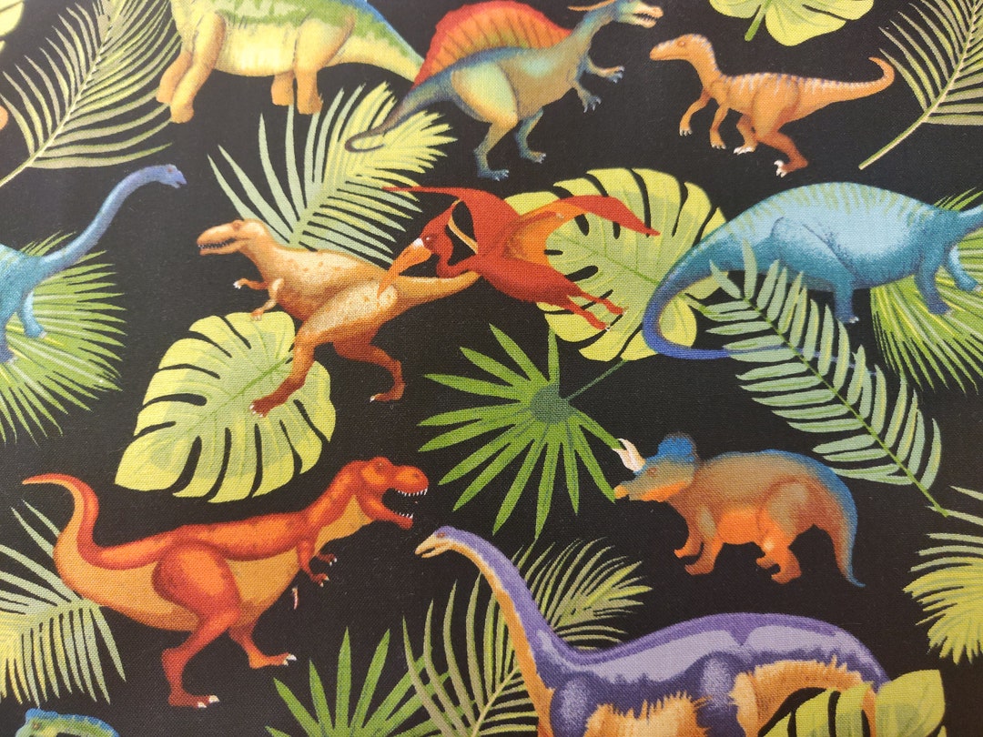 Dinosaur Fabric, 100% Cotton, Dinosaur Jungle Fabric, Fabric by the ...