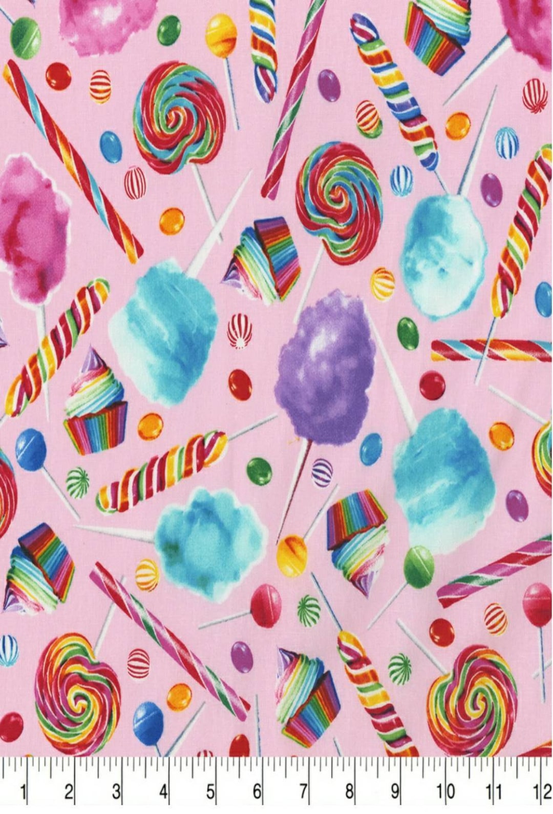 Candy Fabric 100% Cotton Tossed Candy on Pink Fabric by the - Etsy