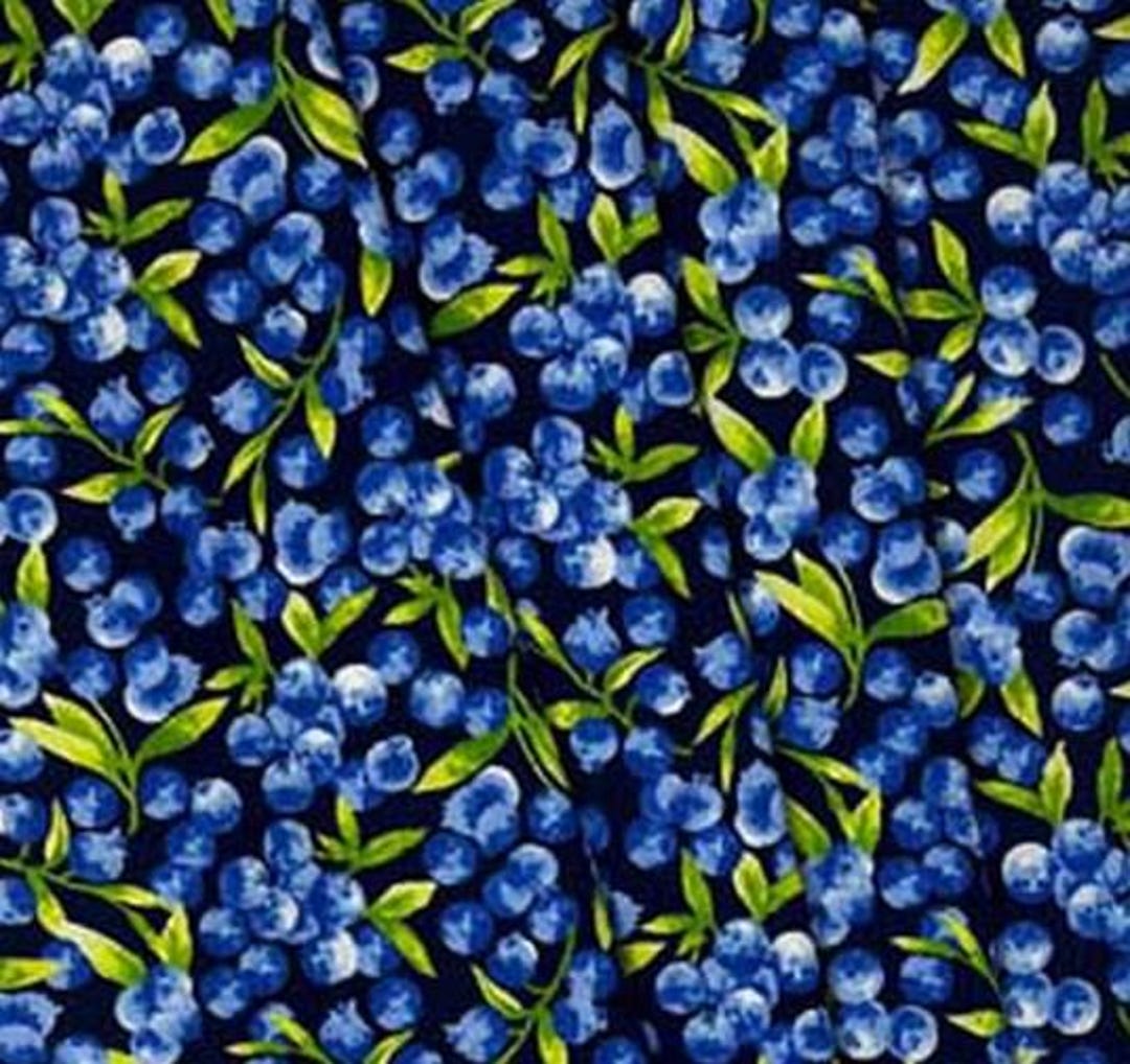 Blueberries Fabric, 100% Cotton, Fabric by the Yard, Choose Your Cut ...