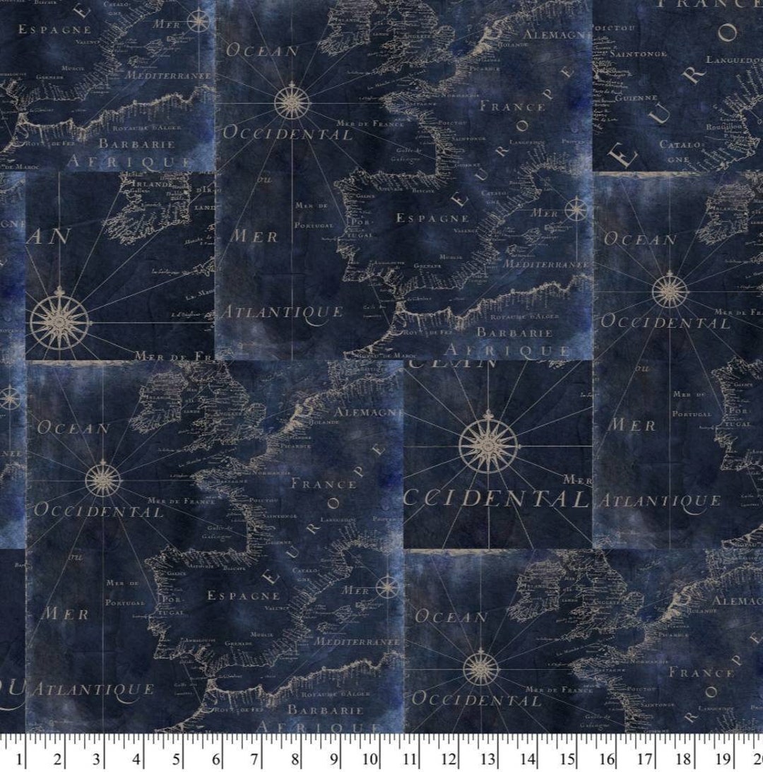 Nautical Maps Fabric, 100% Cotton Fabric, Fabric by the Yard - Etsy