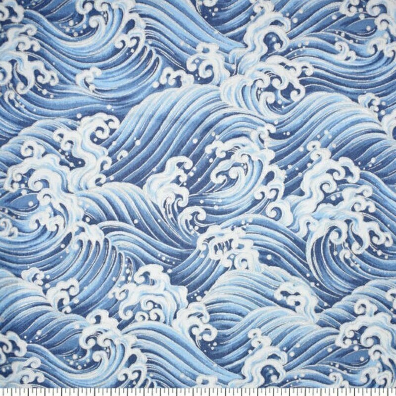 Japanese Wave Fabric - Etsy
