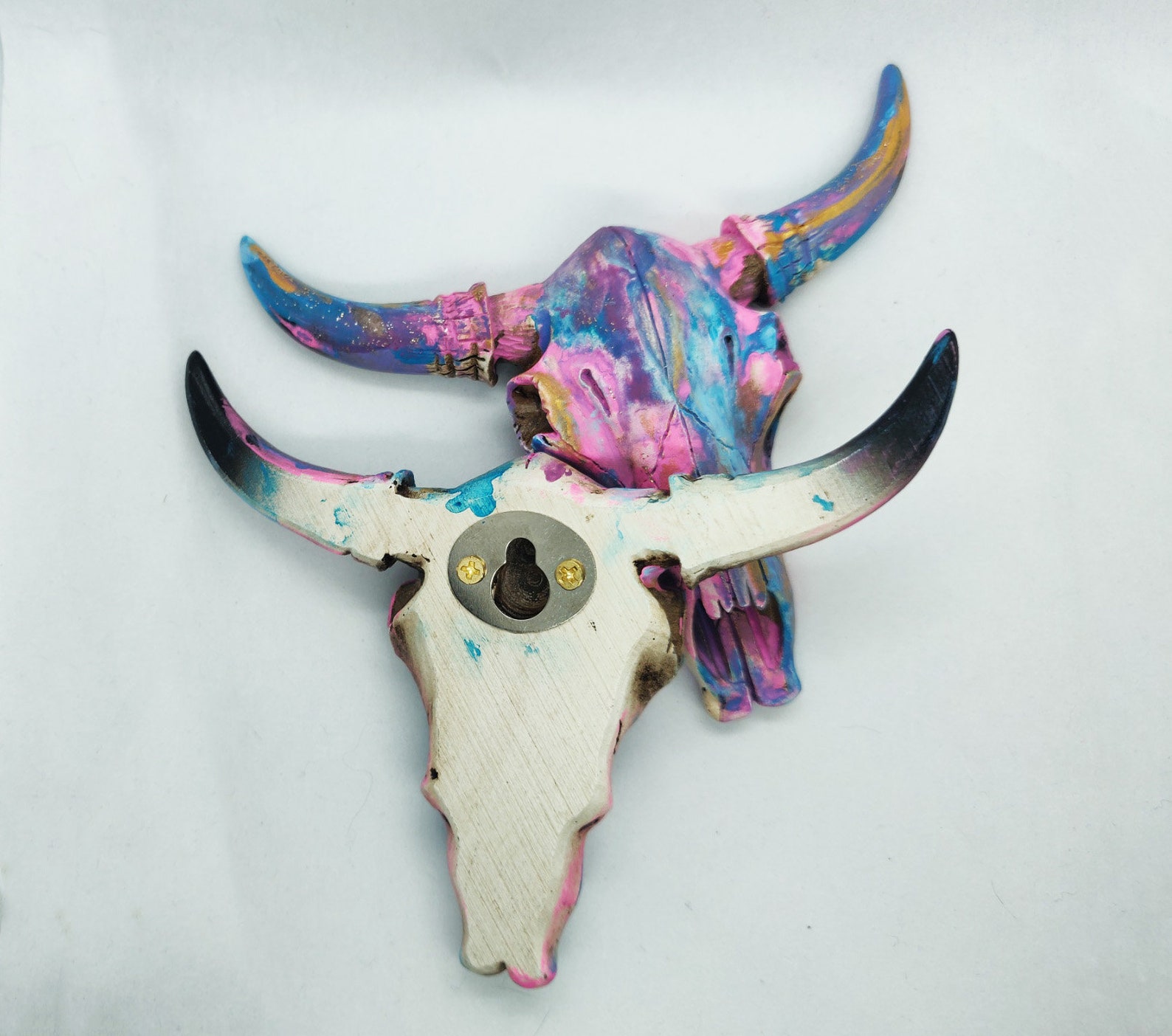 Mini Cow Skull, Rainbow Painted Cow Skull, Faux Taxidermy, Fake ...