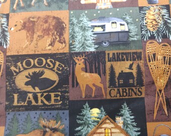 Woodland Camping Lake Fabric Lake Vacation Doodles by Rae Kaiser Summer ...