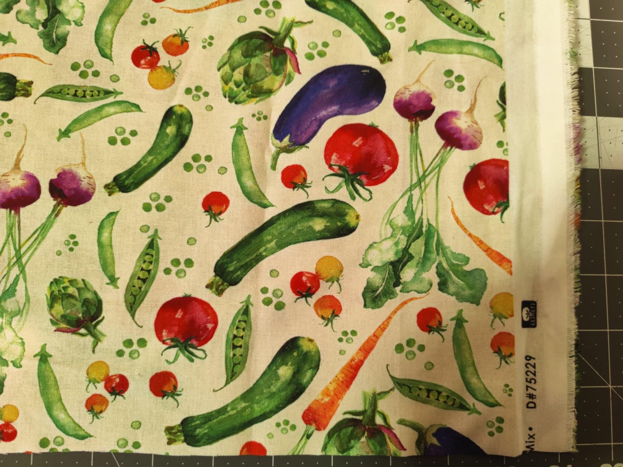 Vegetables Fabric, 100% Cotton Fabric, Vegetable Fabric, Fabric by the ...