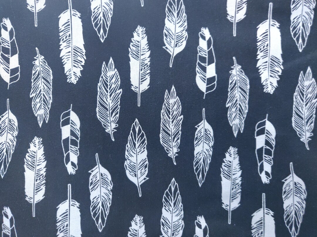 Feathers on Black, 100% Cotton Fabric, Fabric by the Yard - Etsy