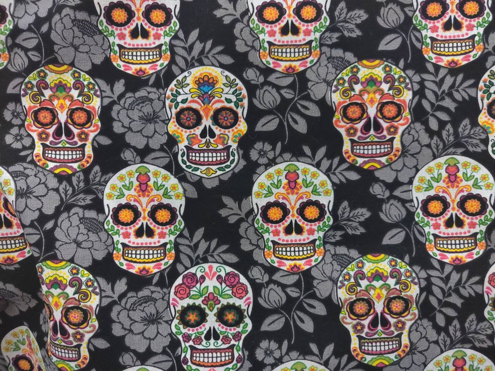 Sugar Skulls Fabric 100% Cotton fabric Halloween Fabric | Etsy