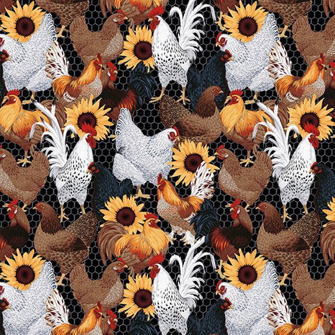 Chicken Fabric, 100% Cotton Fabric, Fabric by the Yard - Etsy