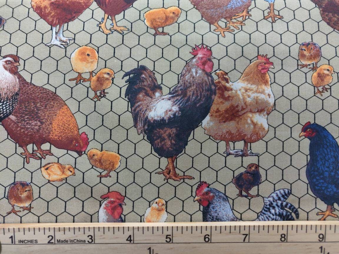 Chicken Fabric 100% Cotton Fabric Fabric by the Yard - Etsy