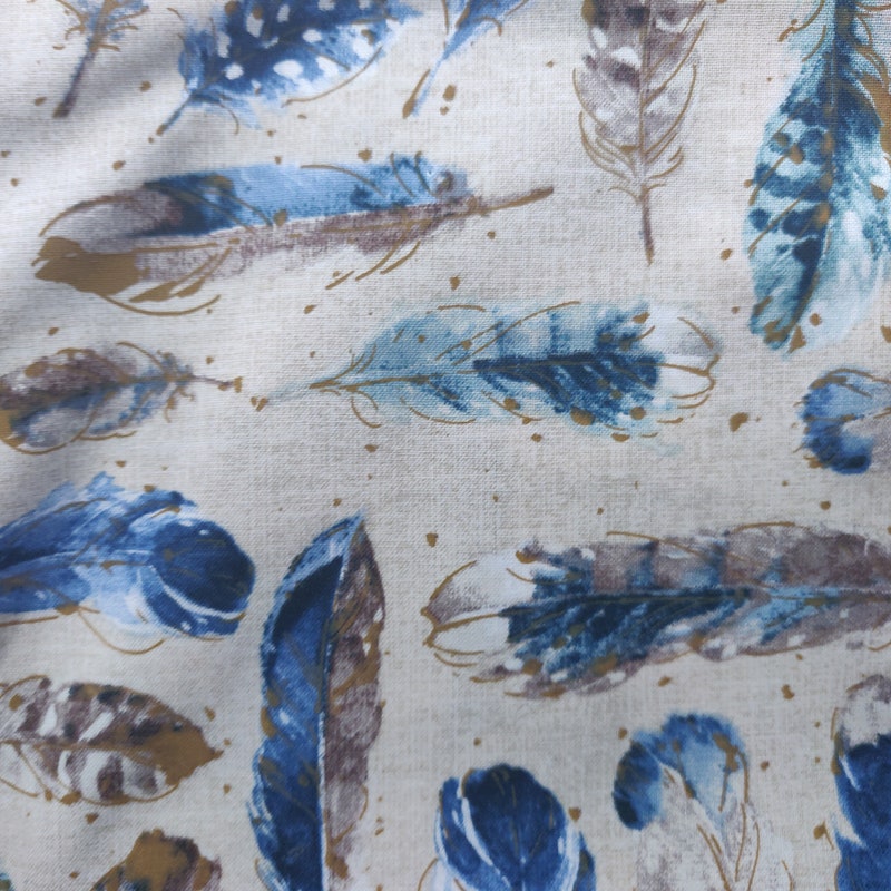 Blue Feather Fabric - Etsy