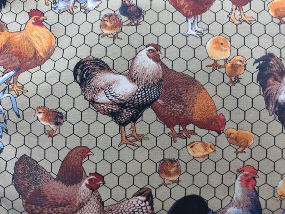 Chicken Fabric 100% Cotton Fabric Fabric by the Yard - Etsy