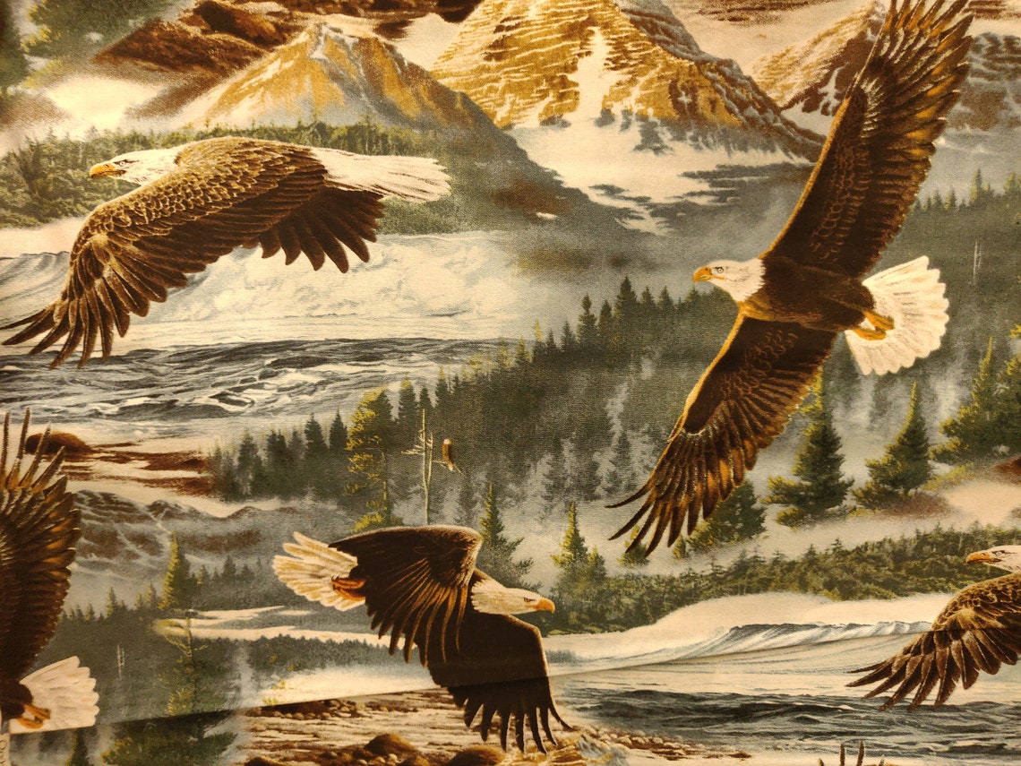 Bald Eagle Fabric, 100% Cotton, Fabric by the Yard, Choose Your Cut - Etsy