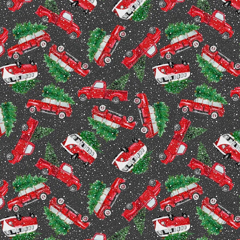 Red Truck Xmas Fabric - Etsy