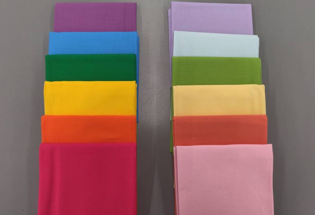 Rainbow Fat Quarter Fabric Bundle, 6 Fat Quarters, 100% Cotton, Pastel ...