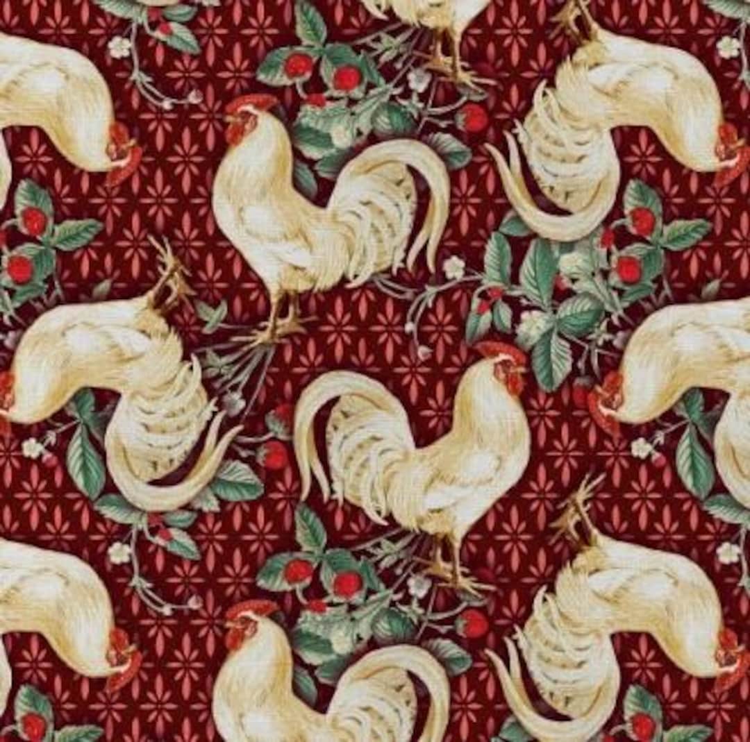 Rooster Floral Fabric, 100% Cotton Fabric, Fabric by the Yard - Etsy
