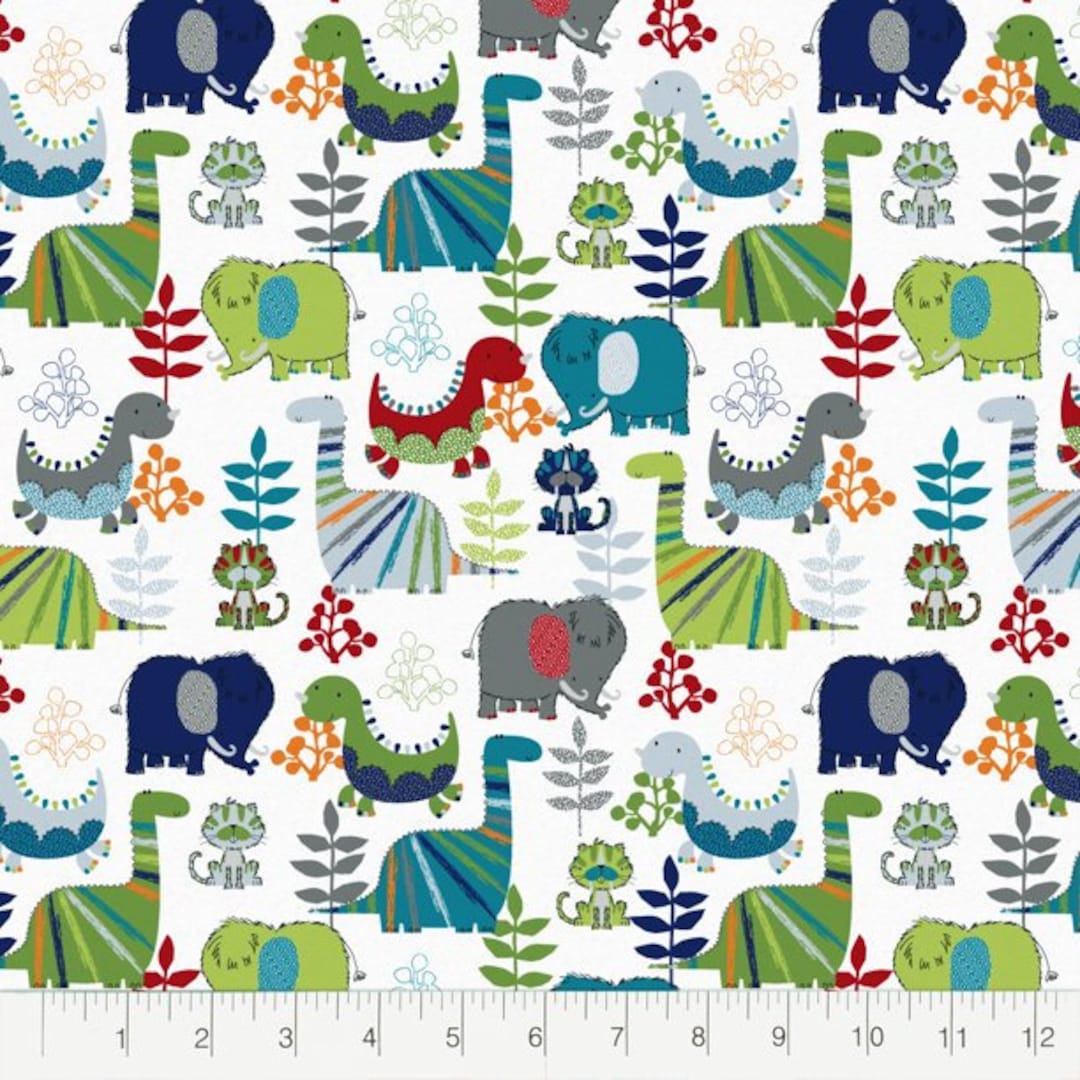 Dinosaurs Flannel Fabric, 100% Cotton, Fabric by the Yard, Choose Your ...