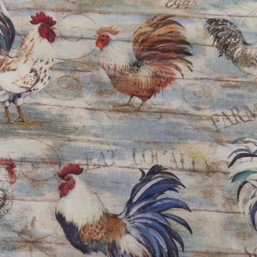 Chicken Fabric Rooster Fabric 100% Cotton Fabric Fabric by - Etsy