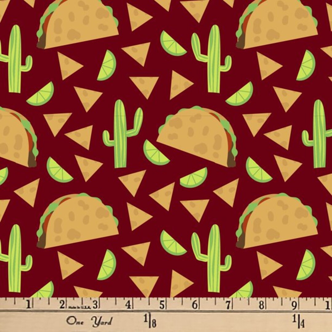 Taco Fabric, 100% Cotton Fabric, Mexican Food Fabric, Fabric by the ...