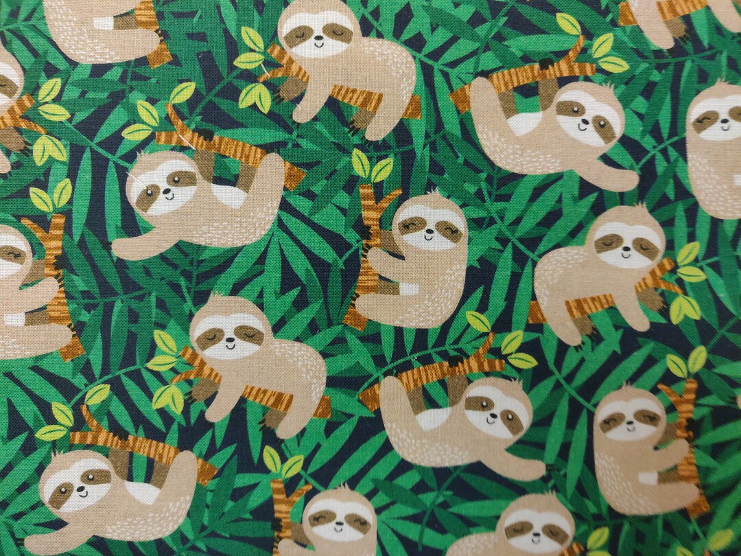 Sloth Fabric, 100% Cotton, Fabric by the Yard, Choose Your Cut - Etsy