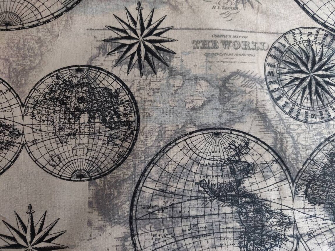 Nautical Maps Fabric, 100% Cotton Fabric, Fabric by the Yard - Etsy