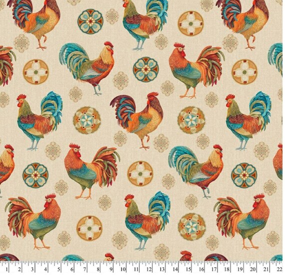 Rooster Fabric 100% Cotton Fabric Fabric by the Yard - Etsy