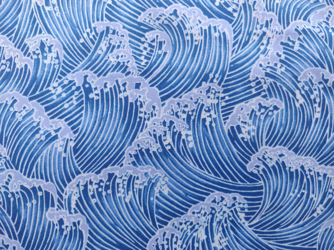 Ocean Waves Fabric, Packed Waves Fabric, 100% Cotton, Fabric by the ...