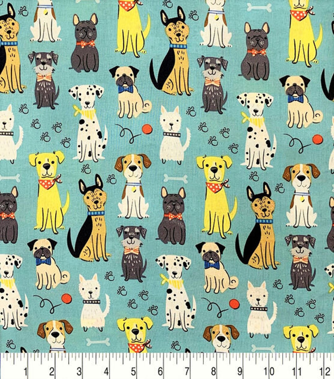 Dogs Fabric, 100% Cotton, Fabric by the Yard, Choose Your Cut - Etsy
