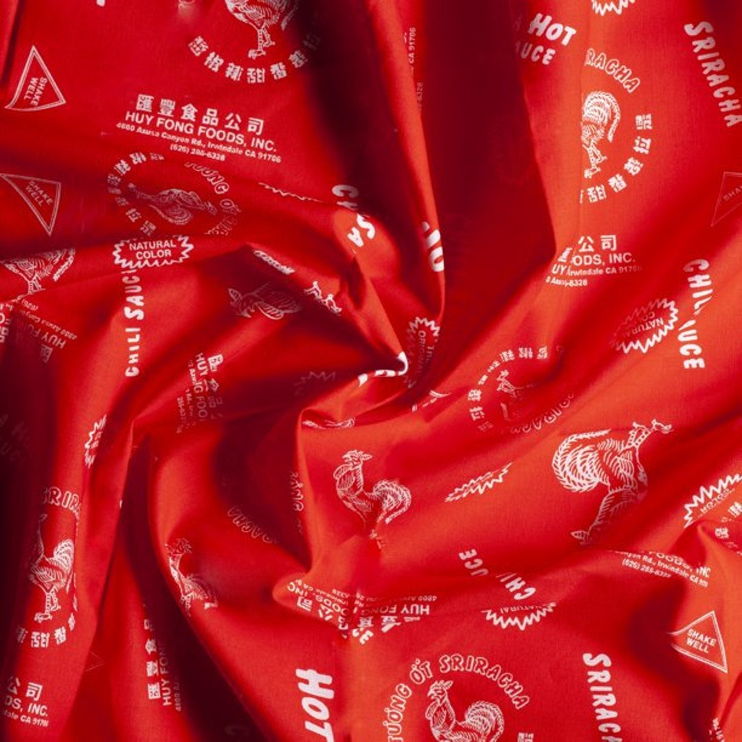 Hot Sauce Fabric, 100% Cotton, Sriracha Fabric, Fabric by the Yard ...