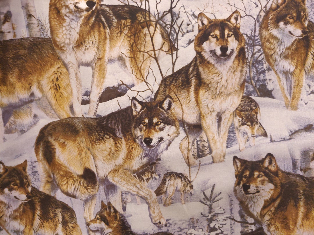 Wolf Fabric, 100% Cotton, Fabric by the Yard, Choose Your Cut - Etsy