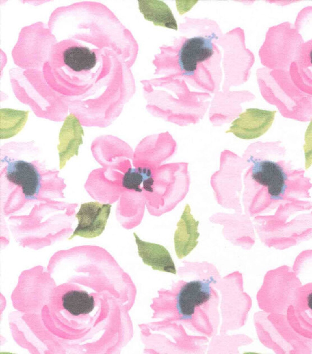 Pink Flowers Flannel Fabric, 100% Cotton, Fabric by the Yard, Choose ...