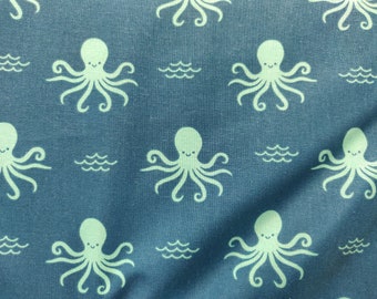 Octopus Fabric Octopus Oasis in Coral by Willowlanetextiles Nautical ...