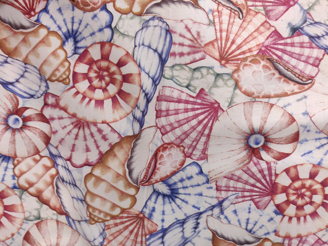 Seashells Fabric, 100% Cotton Fabric, Ocean Fabric, Fabric by the Yard ...