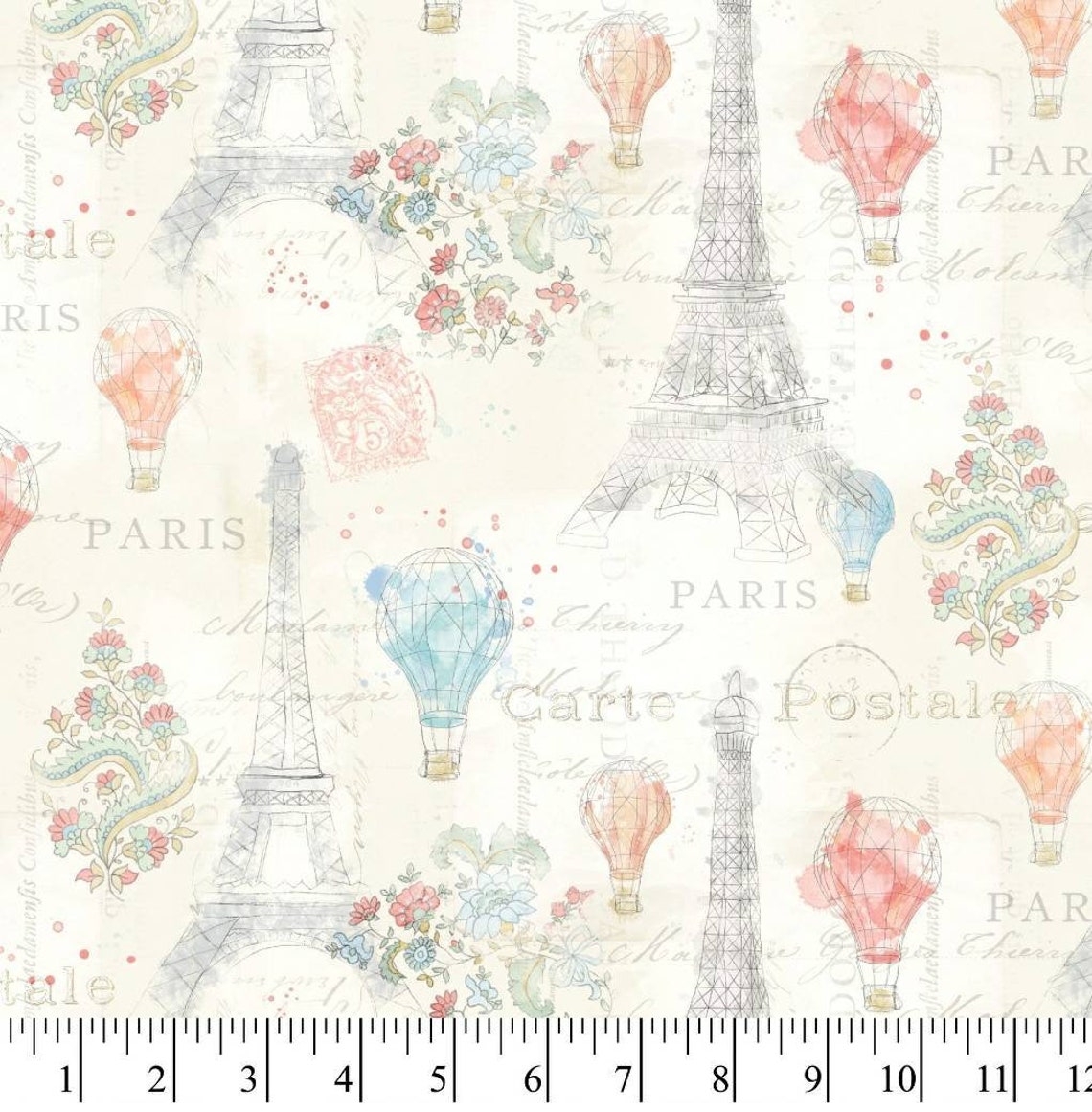 Paris Eiffel Tower Fabric 100% Cotton Fabric Fabric by the - Etsy
