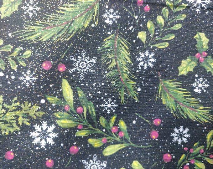 Christmas Holly Fabric, 100% Cotton, Christmas Fabric, Fabric by the ...