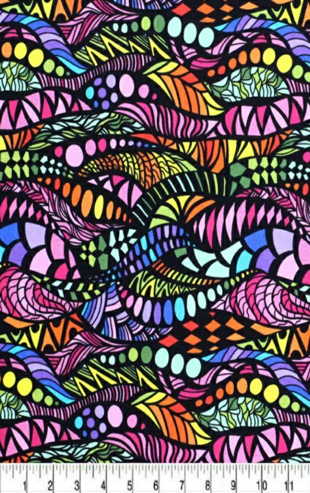 Rainbow Abstract Shapes Fabric, 100% Cotton, Fabric by the Yard, Choose ...