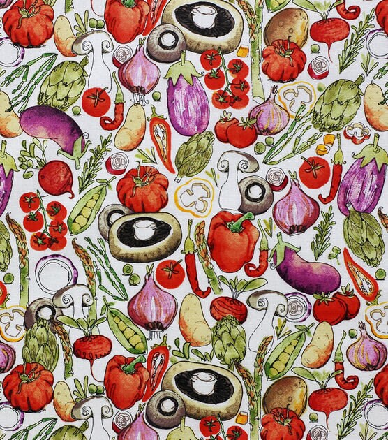 Vegetables Fabric, 100% Cotton Fabric, Vegetable Fabric, Fabric by the ...